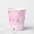 Pink Princess Hearts & Crown Tiara Birthday Party Paper Cups | Zazzle