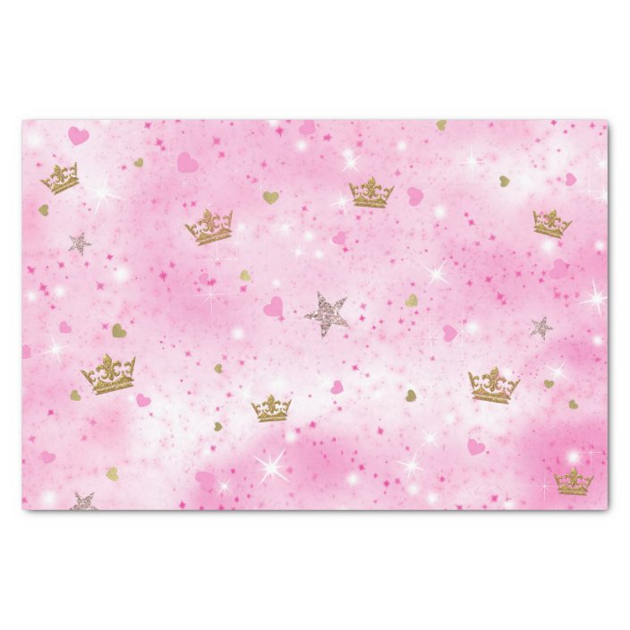 Pink Princess Hearts Stars & Crowns Birthday Party Tissue Paper ...