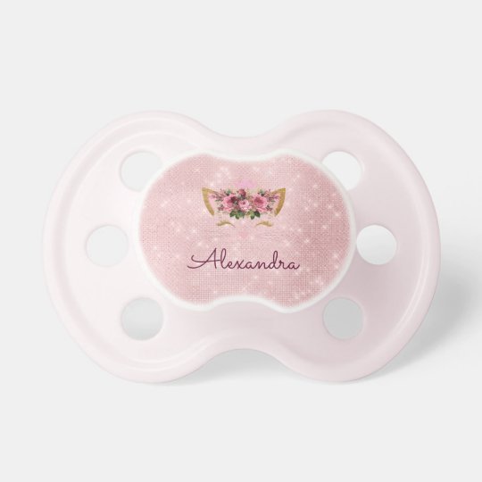 Pink Princess Kitty Rose Gold Blush Pink Glitter Pacifier | Zazzle.com