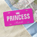 Pink princess license plate with personalized name | Zazzle