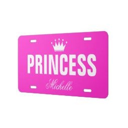 Pink princess license plate with personalized name | Zazzle