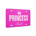 Pink princess license plate with personalized name | Zazzle