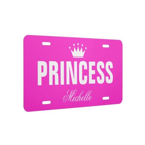 Pink princess license plate with personalized name | Zazzle