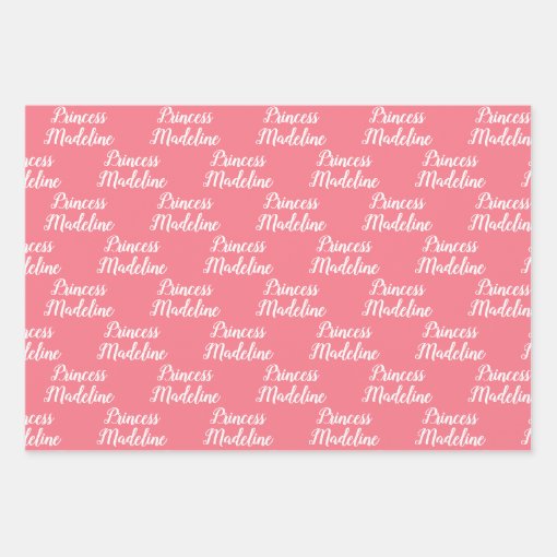 Pink Princess Name & Princess Crowns Wrapping Paper Sheets | Zazzle