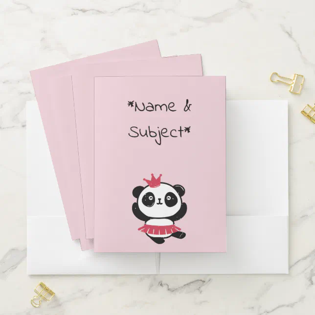Pink Princess Panda Pocket Folder | Zazzle