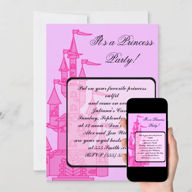 Pink "Princess Party" Invitations | Zazzle