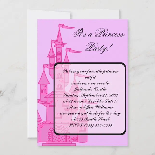 Pink "Princess Party" Invitations | Zazzle