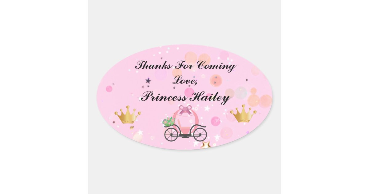 Pink Princess Party Thank You Sticker | Zazzle