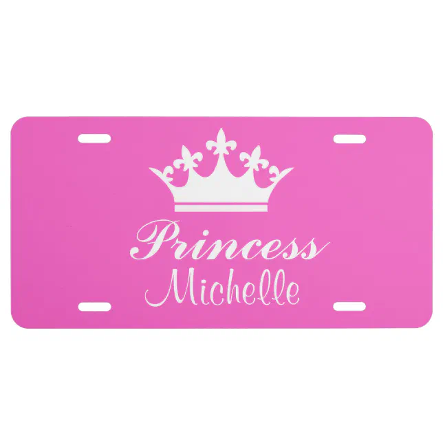 Pink Princess Personalized Name License Plate | Zazzle