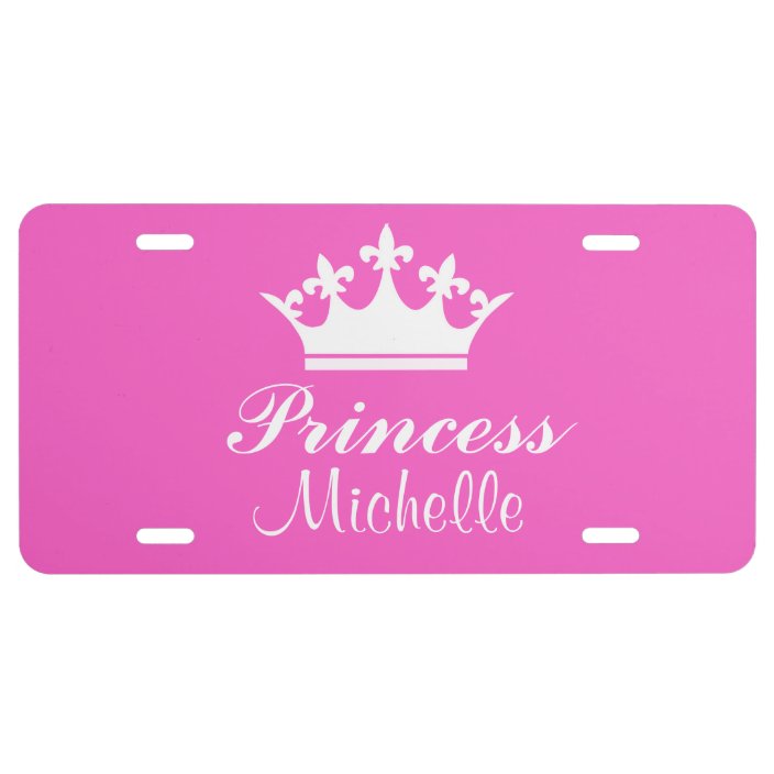 Pink Princess Personalized Name License Plate | Zazzle.com