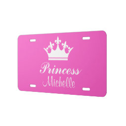 Pink Princess Personalized Name License Plate | Zazzle