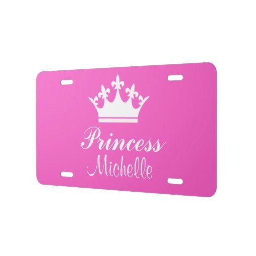 Pink Princess Personalized Name License Plate | Zazzle