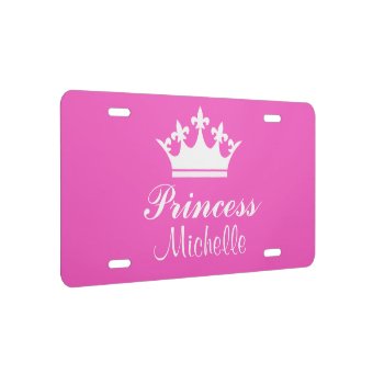 Pink Princess Personalized Name License Plate | Zazzle
