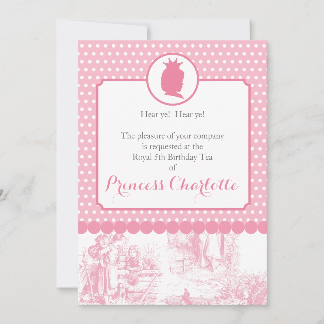 Pink Princess Silhouette Toile Party Invitation | Zazzle