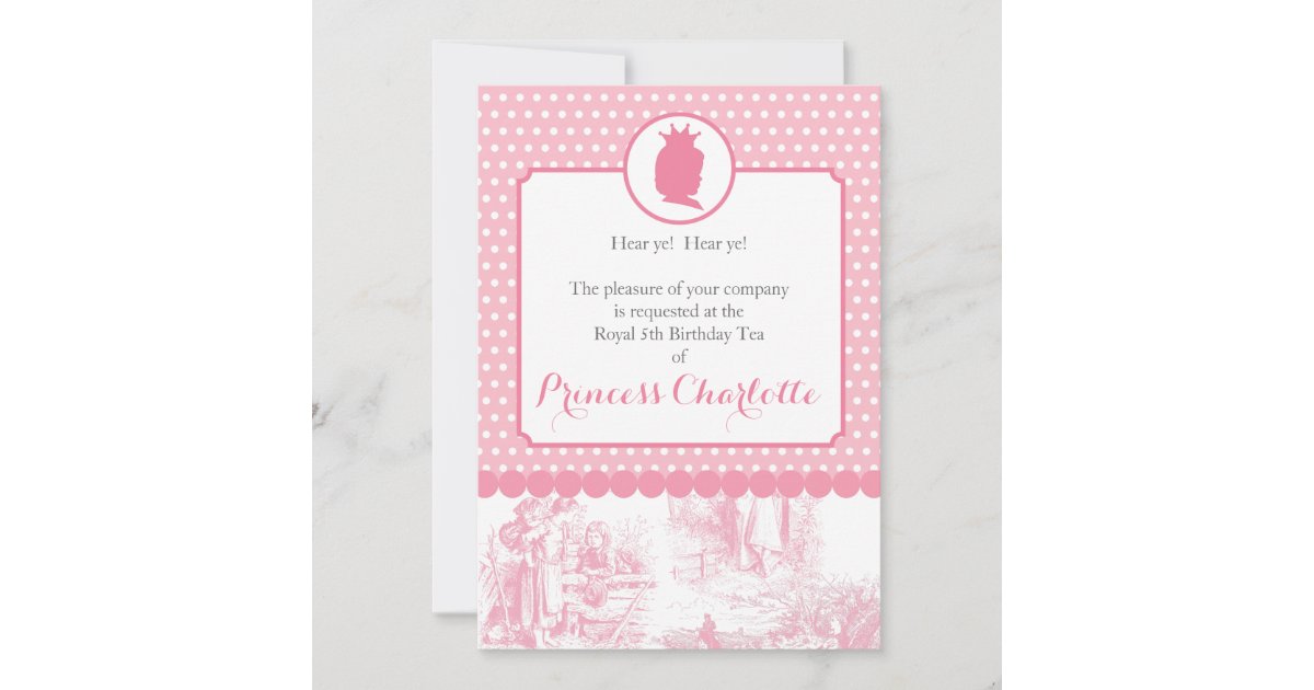 Pink Princess Silhouette Toile Party Invitation | Zazzle