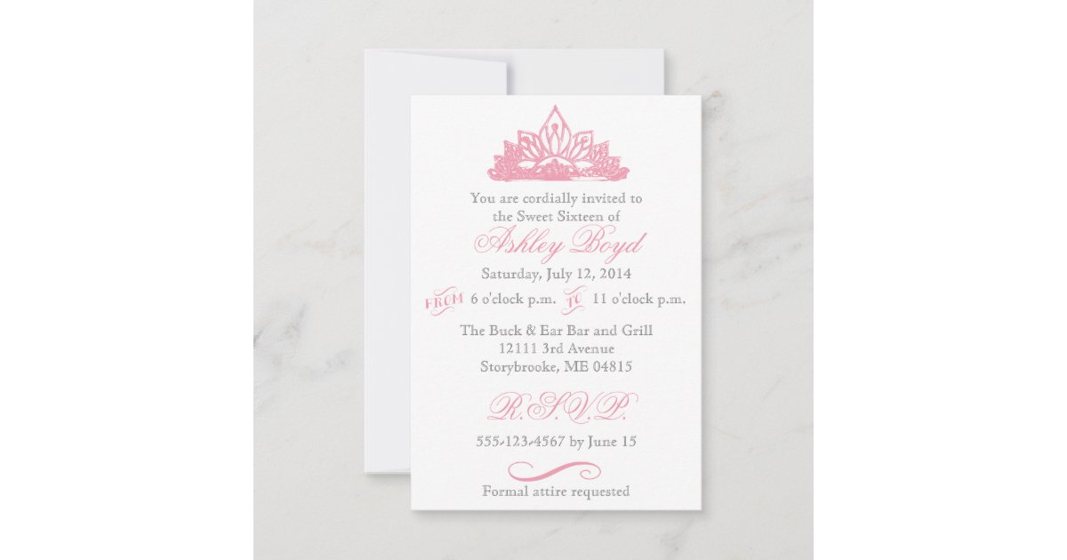 Pink Princess Sweet Sixteen Invitation | Zazzle
