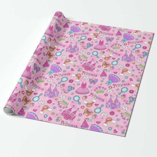 Pink Princess Wrapping Paper, 30" x 6' Wrapping Paper | Zazzle.com