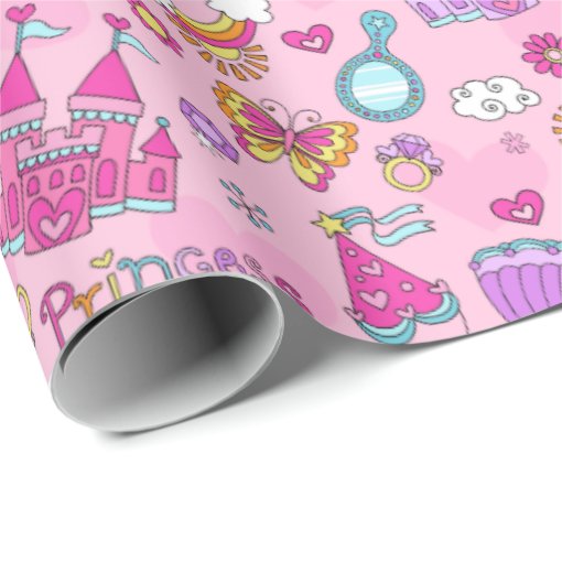 Pink Princess Wrapping Paper, 30" x 6' Wrapping Paper | Zazzle