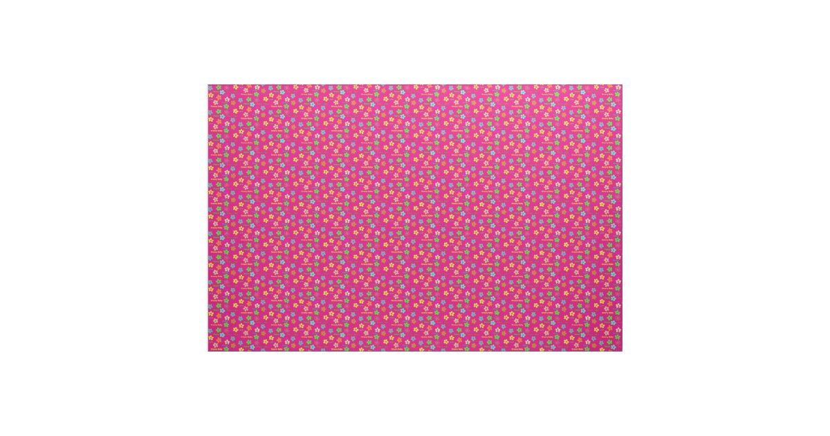 Pink Psychedelic 60s Groovy Flowers Print Fabric | Zazzle