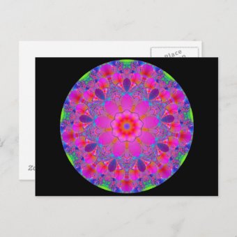 Pink Psychedelic Mandala Postcard | Zazzle