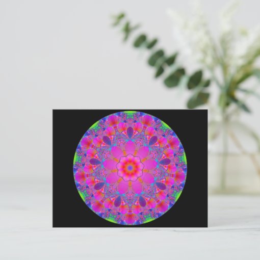 Pink Psychedelic Mandala Postcard | Zazzle