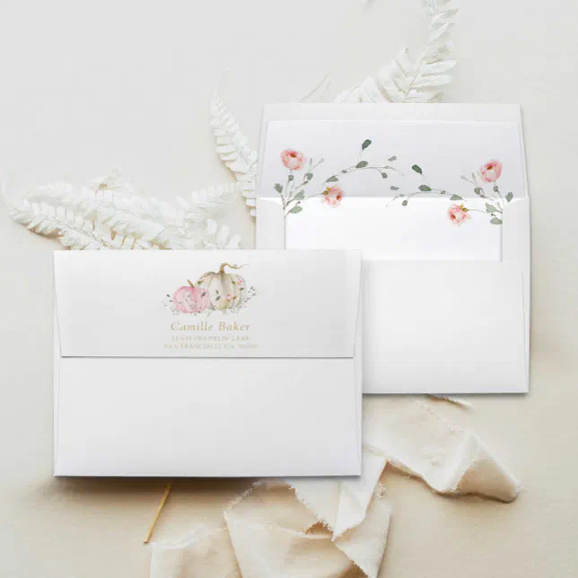 Pink Pumpkin Baby Shower Invitation Envelopes | Zazzle