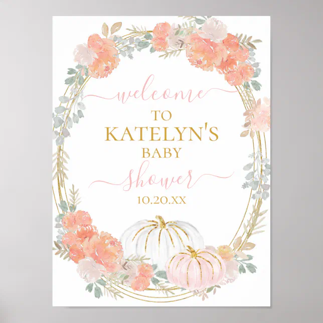 Pink Pumpkin Welcome Sign Poster | Zazzle
