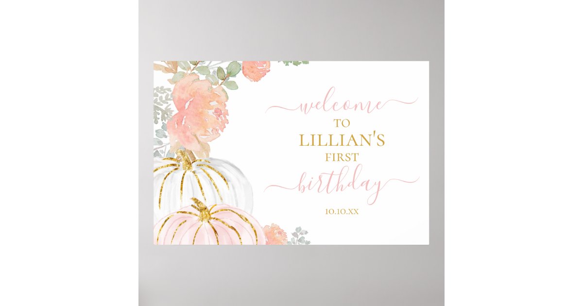 Pink Pumpkin Welcome Sign Poster | Zazzle
