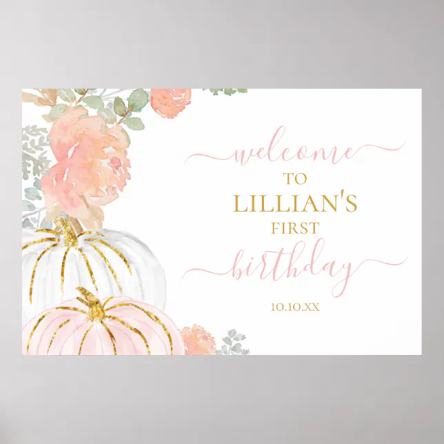Pink Pumpkin Welcome Sign Poster | Zazzle
