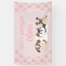 Pink Puppy birthday party banner | Zazzle