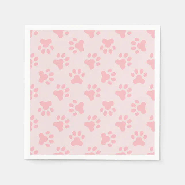 Pink Puppy birthday party napkins paw prints | Zazzle