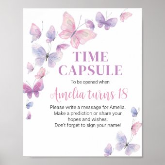 Pink Purple Birthday Time Capsule sign | Zazzle