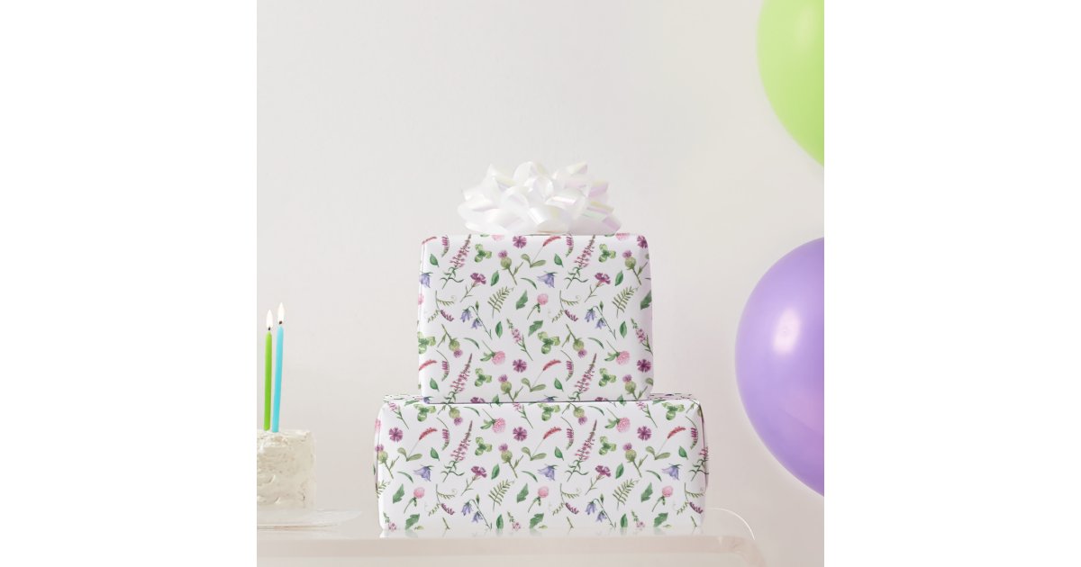 Pink, Purple, Blue Wildflower Meadow Wrapping Paper | Zazzle