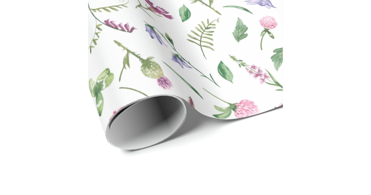 Pink, Purple, Blue Wildflower Meadow Wrapping Paper | Zazzle.com