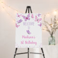 Pink Purple Butterfly Birthday Welcome Foam Board | Zazzle
