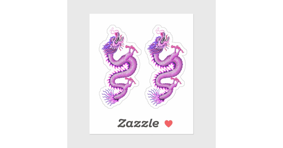 Pink & Purple Chinese Dragon Sticker | Zazzle
