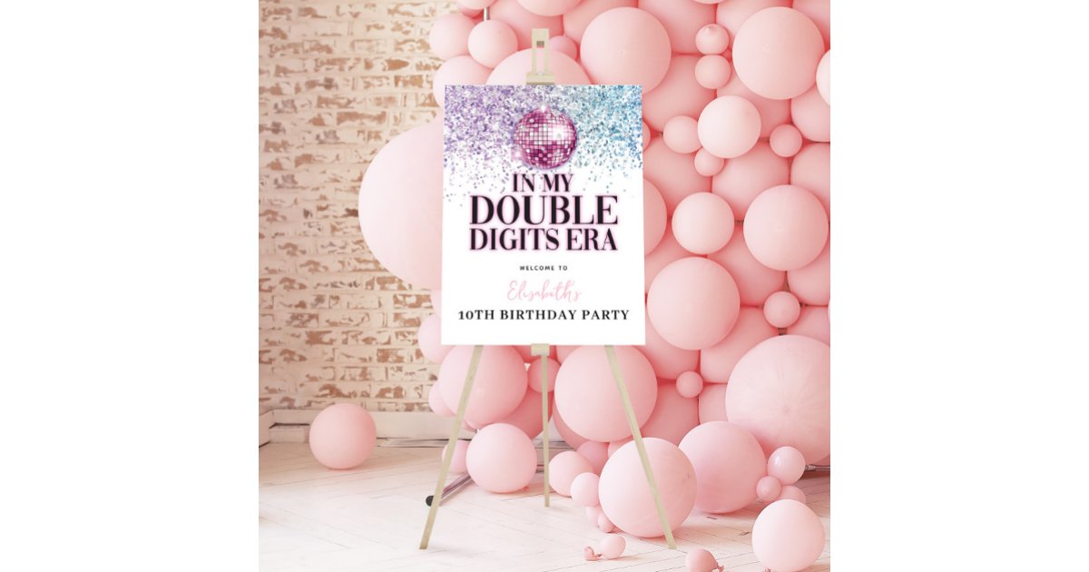 Pink Purple Disco Double Digits Birthday Welcome Foam Board | Zazzle