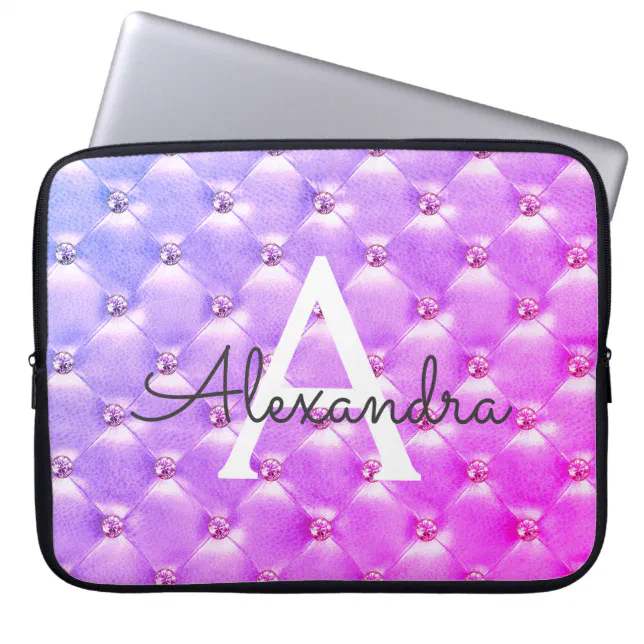 Pink - Purple Elegant Vintage Monogram Laptop Sleeve | Zazzle