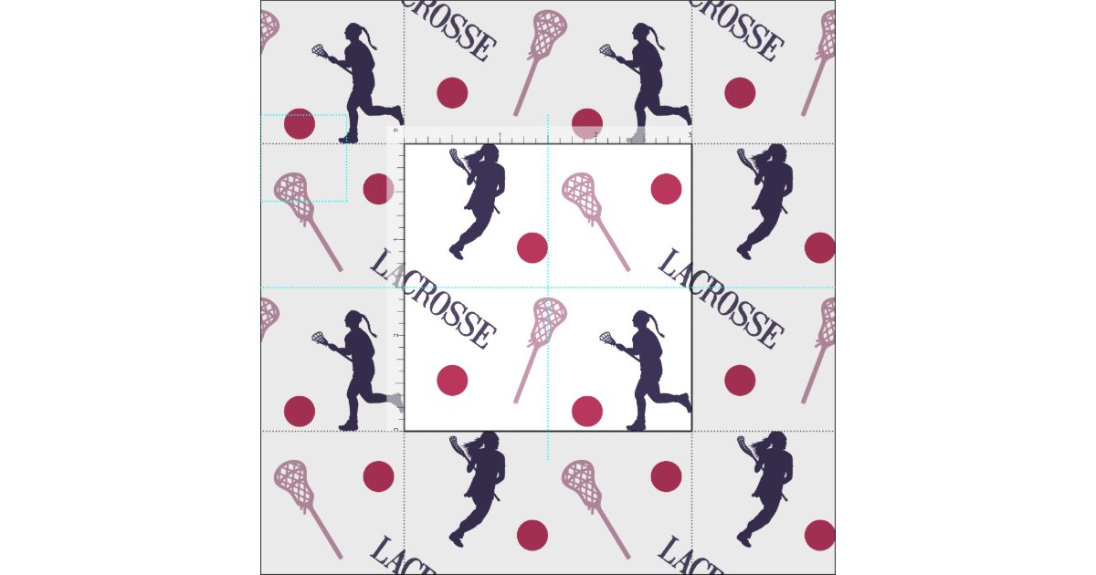 Pink/Purple Female Lacrosse Player Pattern Fabric | Zazzle