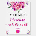 Pink Purple Floral Graduation Party Welcome Sign | Zazzle