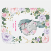 Pink Purple Floral Sleeping Elephant Girl Nursery Baby Blanket | Zazzle