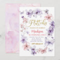 Pink Purple Flutterby Floral Butterfly Birthday Invitation | Zazzle