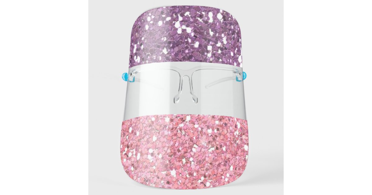 Pink Purple Girly Glitter Sparkle Face Shield | Zazzle