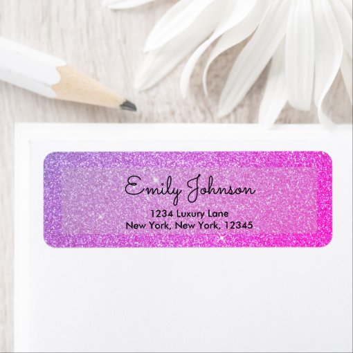 Pink Purple Glitter and Sparkle Label | Zazzle