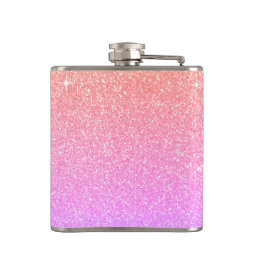 Pink Purple Glitter and Sparkle Monogram Flask | Zazzle