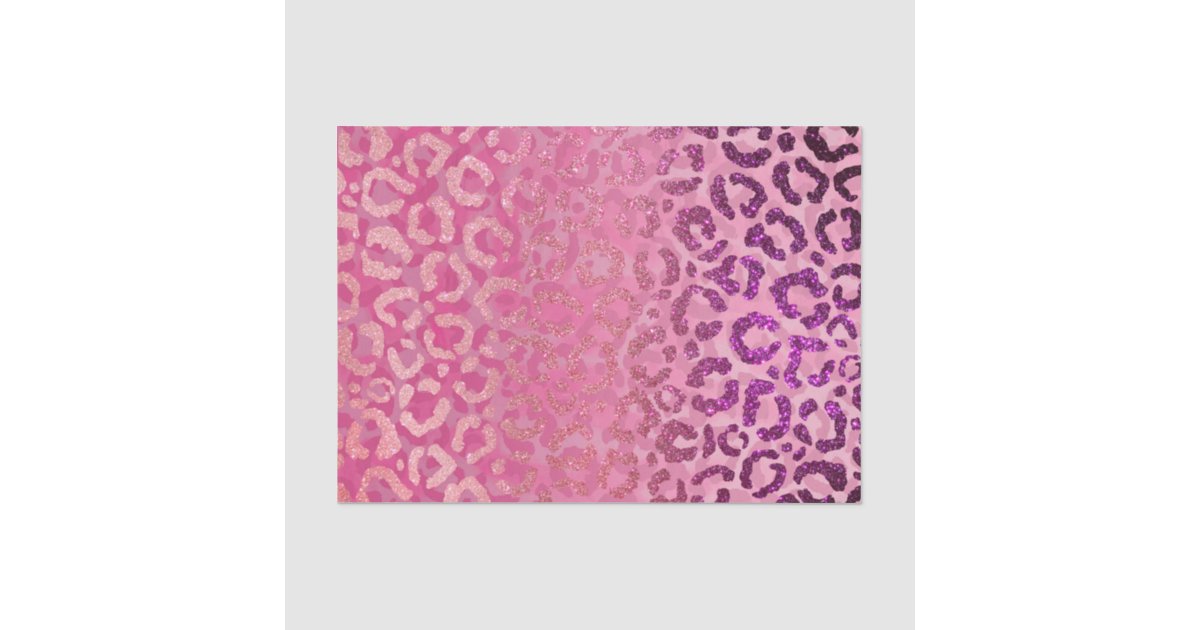Pink Purple Glitter Leopard Animal Print Gradient Tissue Paper | Zazzle