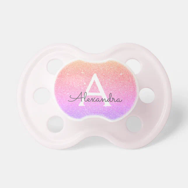 Pink Purple Glitter & Sparkle Monogram Baby Pacifier | Zazzle