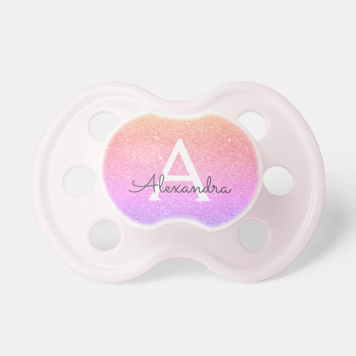 Pink Purple Glitter & Sparkle Monogram Baby Pacifier | Zazzle.com
