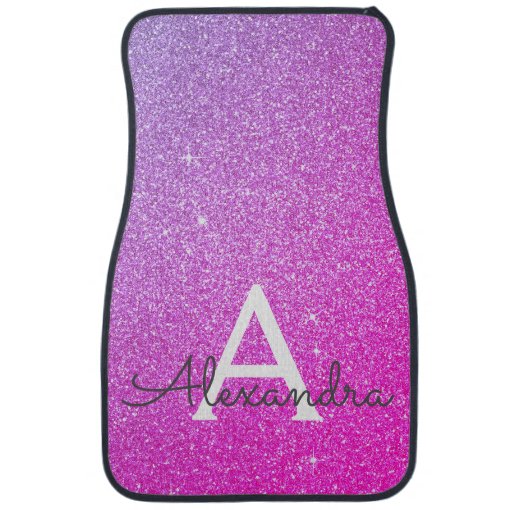 Pink Purple Glitter Sparkle Monogram Car Mat | Zazzle