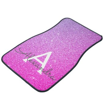Pink Purple Glitter Sparkle Monogram Car Mat | Zazzle